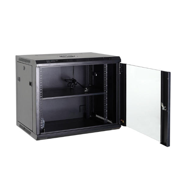 Rack kabinet til vægmontage, 12U 19", 6x230V udtag